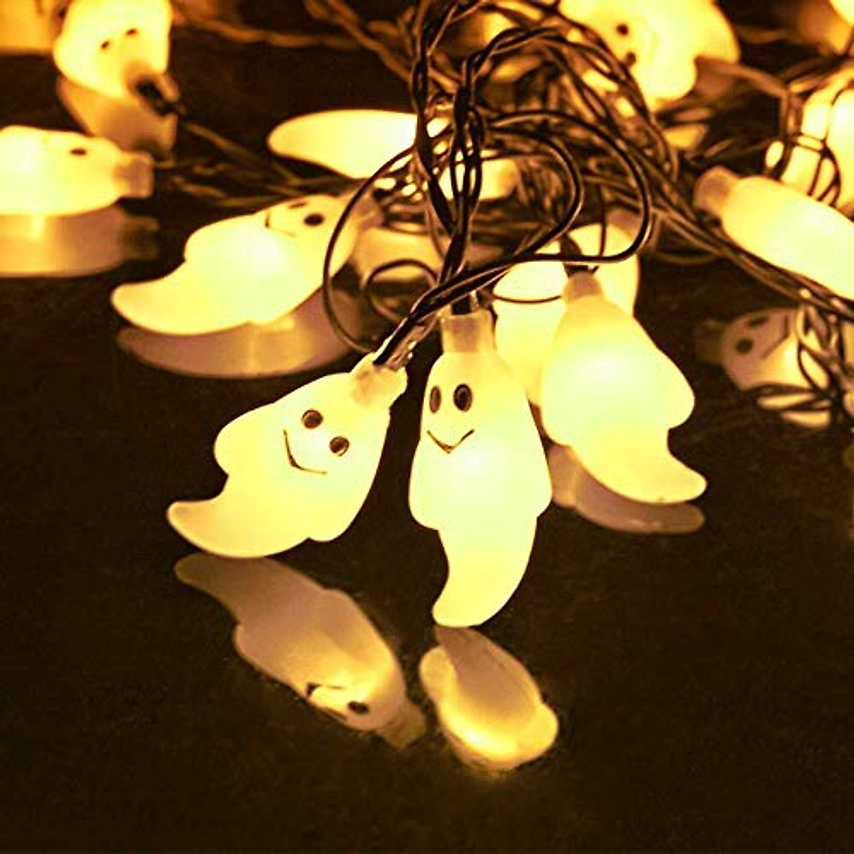 LIUPENGWEI Solar Outdoor Rodgersia String, 30 LED Ghost Globe-Shaped Solar Fairy Lights for Home, Party, Holiday, Christmas Decorations (Warm White) Garden Ghost Light