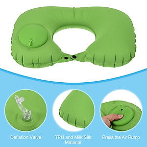 PATIKIL Travel Pillow, Inflatable Plane Sleeping Pillow Head Neck Support Pillows for Travel Airplane Office, Green