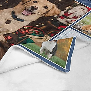 InterestPrint Customized Blankets with Photos Text Personalized Picture Blanket for Dog Gifts for Birthday Family Pet Custom Photo Blanket 7 Collage Throw Blanket for Beding Sofa Travel