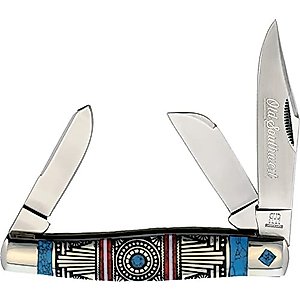 Rough Ryder Old Southwest Stockman RR1756,Style Nickel,Blue,Red,Silver