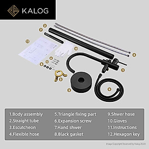 Kalog Single Handle Freestanding Tub Filler Floor Mount Bathtub Faucet with Handheld Shower (Matte Black)