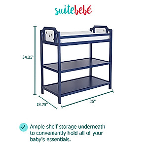 Suite Bebe Celeste Changing Table Safety Rail Included, Navy Blue