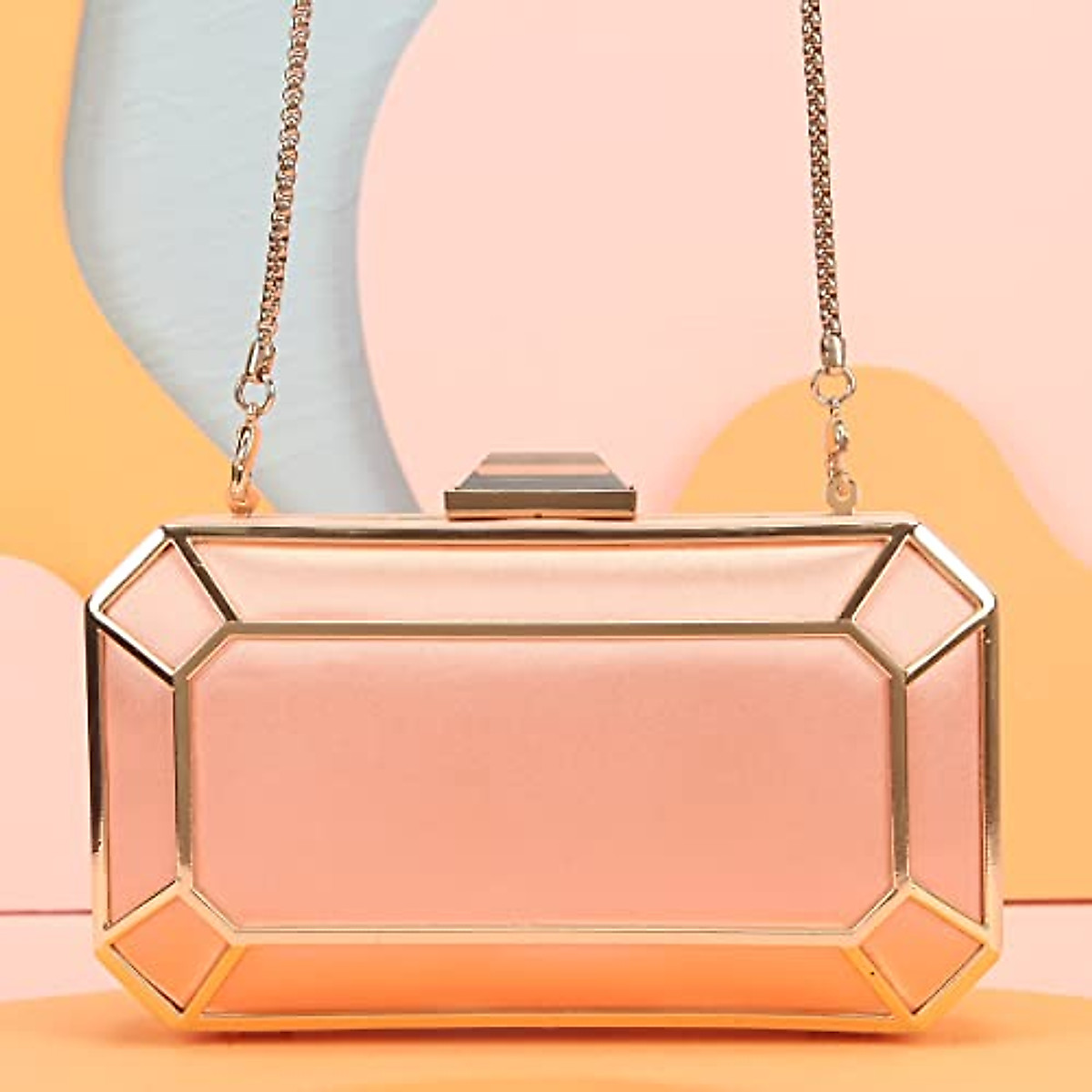 Fawziya Crystal Clutch Evening Bags Satin Purse For Party Night-Roe Gold