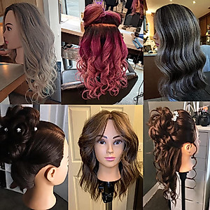 Hairingrid Mannequin Head 24"-26"100% Human Hair Hairdresser Cosmetology Mannequin Manikin Training Head Hair and Free Clamp Holder (R71906LB0418H)