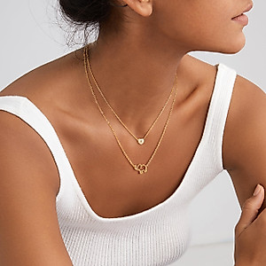 Tiny Gold Initial Heart Necklace-14K Gold Plated Handmade Dainty Letter Heart Necklace for Women Necklace Jewelry
