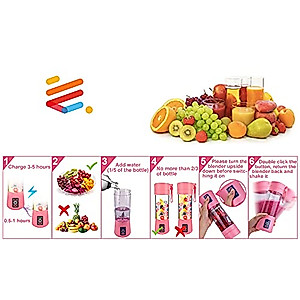 AKHUND Portable Blender Travel Juicer Smoothie Juicer Cup - Six Blades in 3D, 13oz Fruit Mixing Machine with 2000mAh USB Rechargeable Batteries, Ice Tray, Detachable Cup