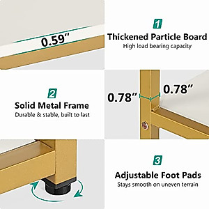 Tribesigns 6-Tier Bookshelf, 74.2" Tall Bookcase Metal Book Shelf, Freestanding Storage Shelves Modern Bookshelf for Home Office Living Room Bedroom (White/Gold, 1PC)