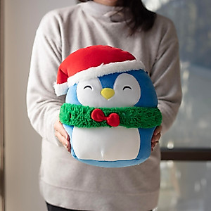 Squishmallows 10" Puff The Penguin Christmas Plush - Official Kellytoy - Collectible Soft & Squishy Penguin Stuffed Animal Toy - Add to Your Squad - Gift for Kids, Girls & Boys - 10 Inch