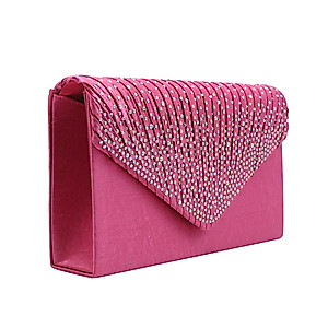 Emily Bridal Crystal Satin Abendtasche für Frauen (Fuchsia)