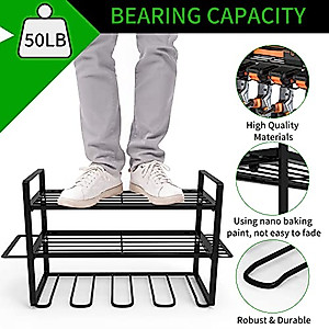 Jubilin Power Tool Organizer Wall Mount, Heavy Duty Cordless Power Tools Holder, Garage Tool Organizer and Storage, Practical Power Tool Storage Rack, Perfect for Father's Day - 3 Layers, Black