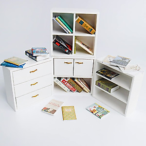 X Hot Popcorn Miniatures Dollhouse Books, 1:12 Scale Mini Books Library Bookshelf Fillers Mini House Accessories Wooden Mini Books Model Decoration for Doll House Decor 25PCS