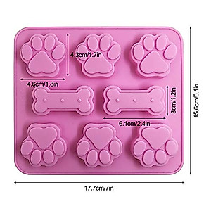 Puppy Dog Paw and Bone Silicone Molds, Sonku Silicone Trays Candy Molds for Chocolate, Candy, Jelly, Ice Cube, Dog Treats (5Pcs/set)