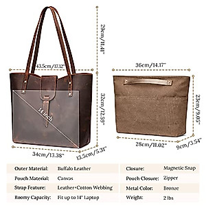 S-ZONE Genuine Leather Tote Bag for Women with Purse Organizer Large Shoulder Handbags Work