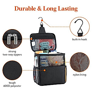 Lifewit Shower Bag Mesh Shower Caddy Portable College Dorm Room Essentials Tote Bag for Bathroom, Gym, Travel, Camping Quick Dry Hanging Shower Organizer Basket Toiletry Bag, Medium, Black