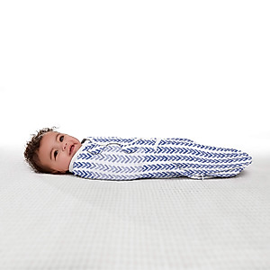 SwaddleMe Luxe Easy Change Swaddle – Size Small/Medium, 0-3 Months, 2-Pack (Water Color Indigo)