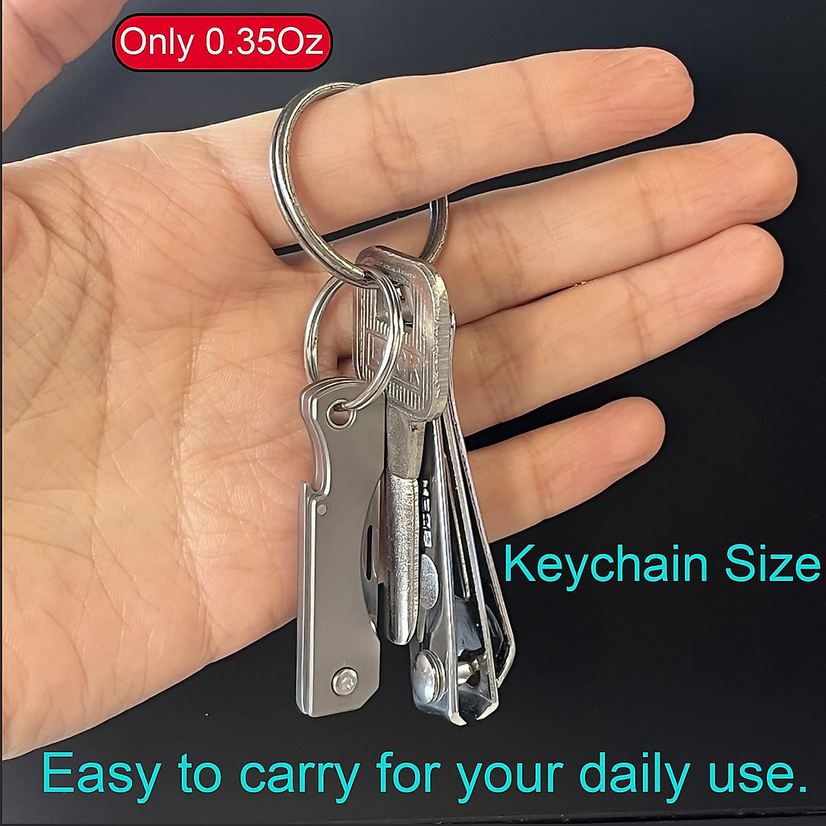 Joy-Touch Mini Titanium Alloy Pocket Knife, Little Sharp Keychain Knife, Small Folding Knife, EDC Box Cutter, Gifts for Men Women