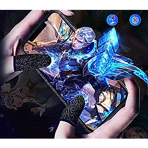 Mobile Gaming Finger Thumb Sleeves,Anti-Sweat Breathable Seamless Thumb Touchscreen Finger Covers for League of Legend, PUBG, Rules of Survival, Knives Out