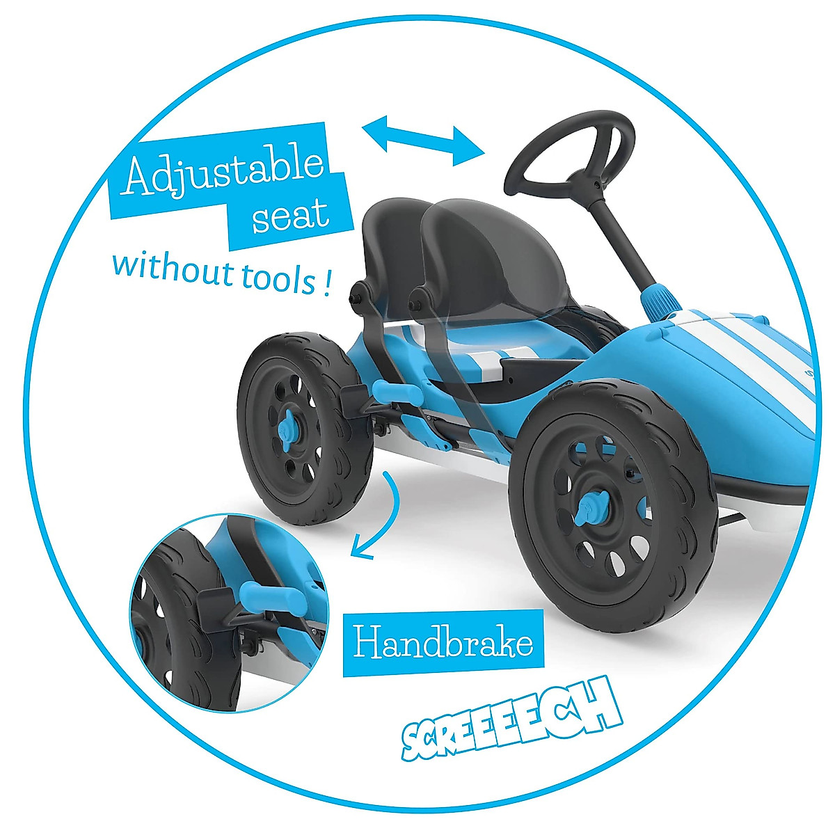 Chillafish Monzi RS: Pedal Go-Kart for Kids 3-7 Years, Folds Down for Easy Storage and Adjustable Seat Without Tools, Airless no-Puncture RubberSkin Tires, and Wall Mount for Easy Storage, Red