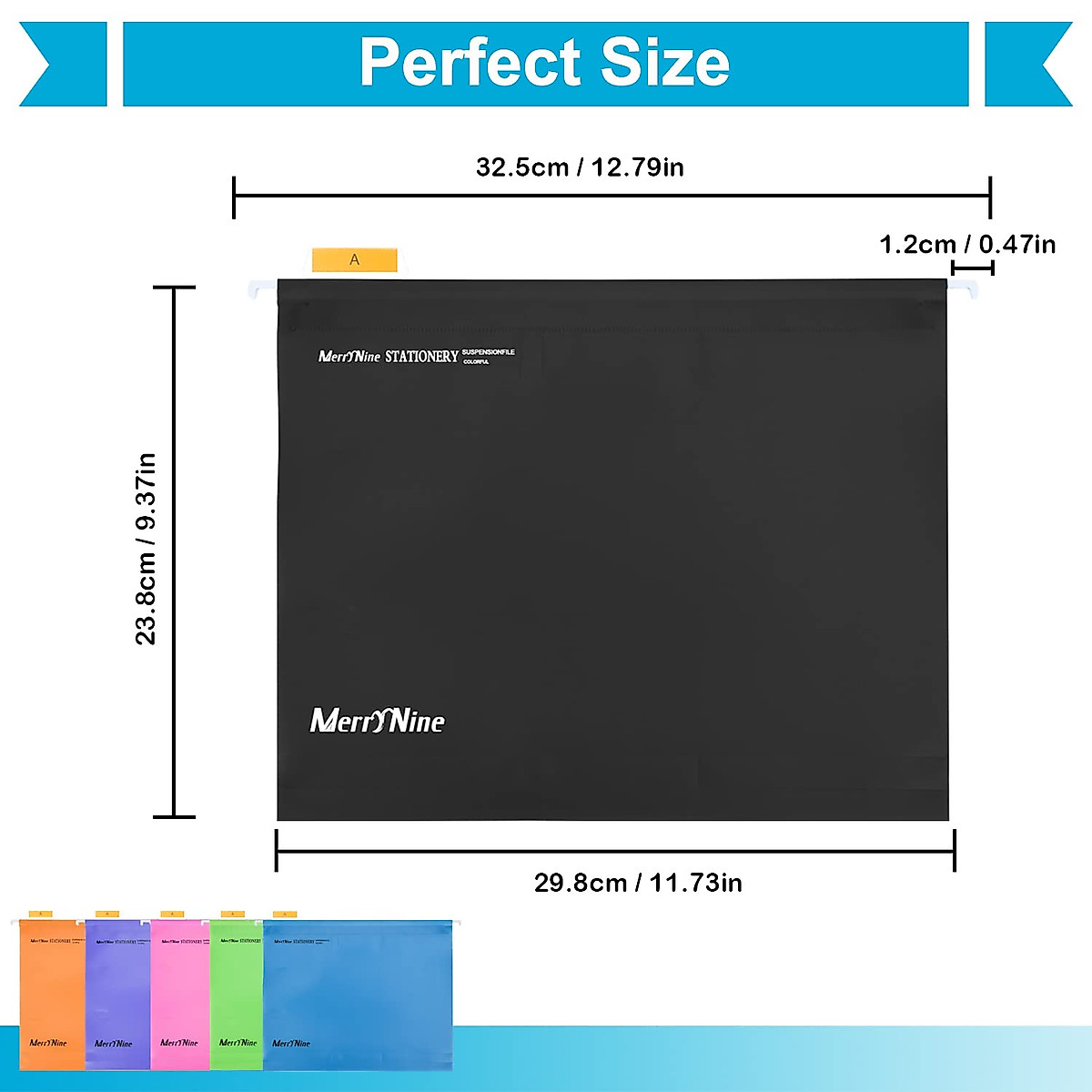 MerryNine Hanging File Folders, 15PCS Letter Size Suspension Files, Polypropylene Filing Cabinet Suspension Files with Tabs and Card Inserts for School Home Work Office Organization (Murky Black)