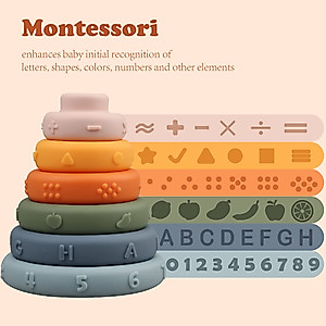 Majobee Baby Sensory Stacking Toys Rings, Montessori Infant Blocks Toys for Educational Developmental Toddler 1-3 Learning Activities, Baby Girls Boys Gifts for 6 9 12 18 Month One Year Old Newborn
