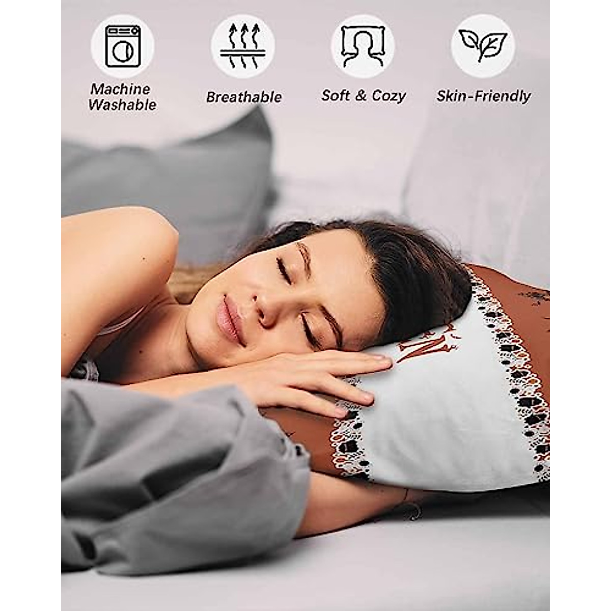 Edwiinsa Halloween Pillow Covers Standard Size Set of 2 Bed Pillow, Black Castle Bats Fall Pumpkin Orange Plush Soft Comfort for Hair/Skin Cooling Pillowcases with Envelop Closure 20''x26''