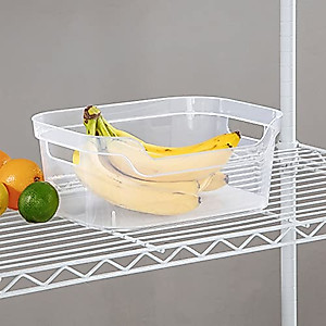 Sterilite 5.25x9.5x13 In Medium Polished Open Scoop Front Storage Bin w/Comfortable Carry Through Handles for Household Organization, Clear (8 Pack)