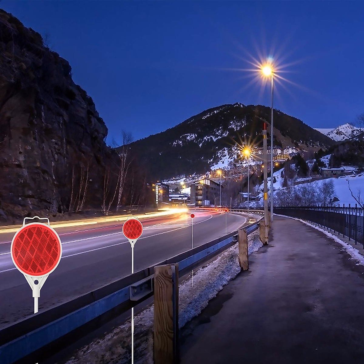 Reflective Driveway Markers,Snow Plow Markers,51 Inch Fiberglass Pole Double Sided Reflector for Driveway (Pack of 8)