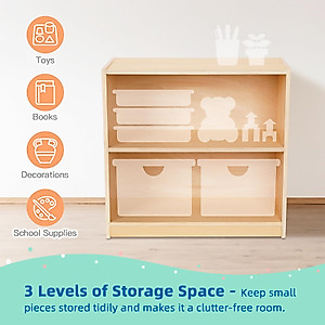 OOOK Montessori Shelf and Toy Storage, Compact Toddler Bookshelf for Small Space, Wooden Storage Cabinet Shelves and Kids Bookcase for Classroom, Kindergarten, Kids Room, Playroom.