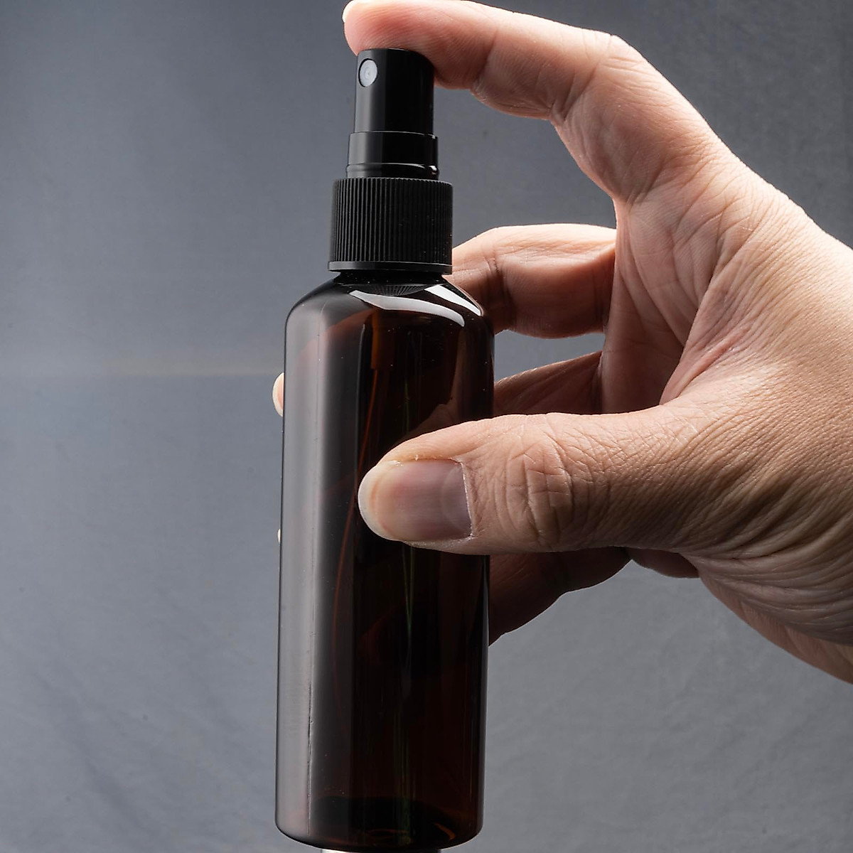 SEVENHEAD Amber Plastic Essential Oil Spray Bottle Four Size - 1oz, 1.7oz, 2oz and 3.4oz, Small Spray Bottle with Plastic Sprayer - Set of 4