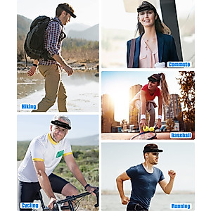 TRELC Personal Fans Headwear Sun Hat, Hands Free Bladeless Headband Fan, Rechargeable USB Fan Sun Visor Baseball Cap Portable Cooling Fan for Women Men Cycling Fishing Hiking Camping Sports (Black)