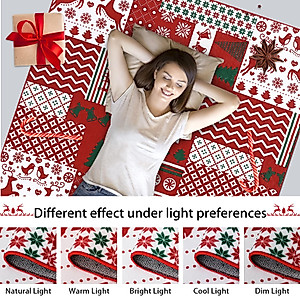 RUGSREAL Washable Christmas Area Rug Christmas Patchwork Area Rugs Carpet Holiday Decorative Carpet Rug Velvet Foldable Coffee Table Accent Rug Farmhouse Dining Table Rug Bedroom Decor, 4' x 6'