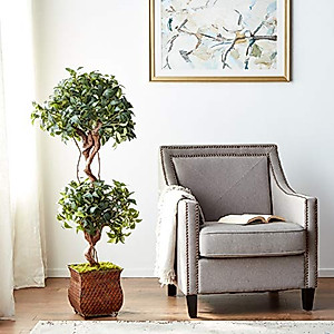 Nearly Natural 4.5’ Sweet Bay Double Topiary Artificial Tree, Green