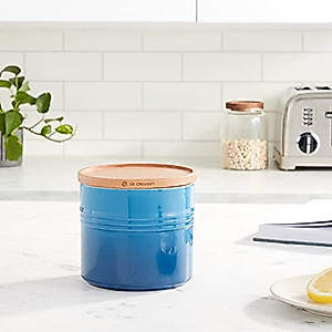 Le Creuset Stoneware Canister with Wood Lid, 1.5 qt. (5.5" diameter), Marseille