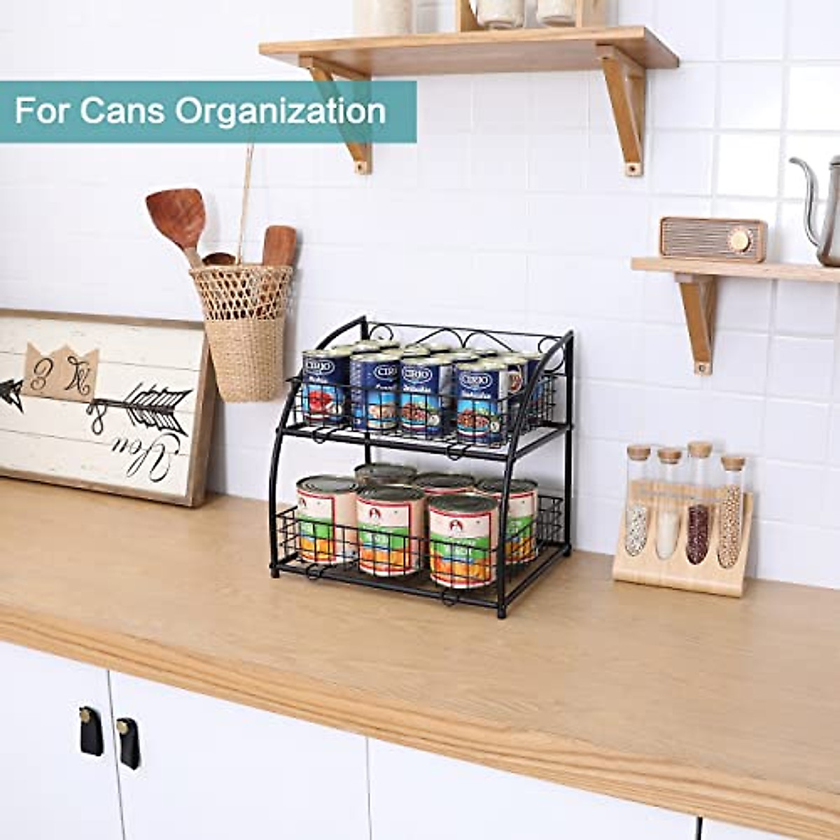 Fruit Basket for Kitchen, Fruit and Vegetable Storage Bowl Stand with Quality Metal Frame, Detachable, Large Capacity, 2 Tier Wire Produce Basket Fruit Holder for Kitchen Countertop Dining Table