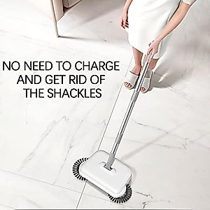 Hand Push Sweeper - Home Sweeping Mopping Machine Vacuum Cleaner Sweep Carpet and Floor Sweeper with Dual Rotating System 2 Corner Edge Brushes Cleaning Sweeper Tool Sweeping Robot