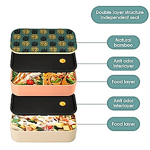 Pineapples Bento Lunch Box Leak-Proof Bento Box Food Containers with 2 Compartments for Offce Work Picnic Yellow-Style