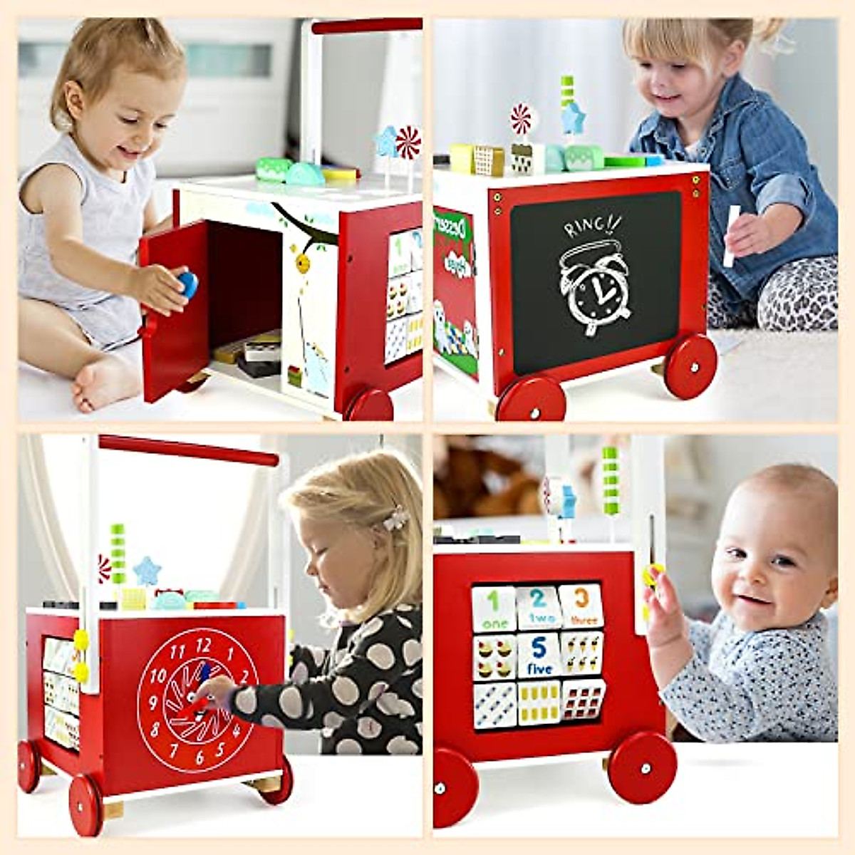 Baby Walker for Girls Boys Toddler Toys Age 1-2 Infant Toys 6-12 Months Baby Activity Center Learning Wooden Toys for 1 2 3 Year Old Baby Birthday Gifts Kids Baby Toys 12-18 Months, Assembly Required