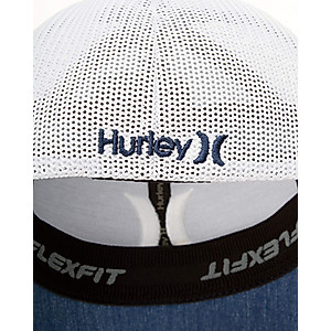 Hurley Men's Icon Textures Flexfit Baseball Cap, Obsidian, L-XL