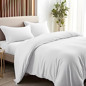 SONORO KATE 600 Thread Count Cotton Sheets, Cooling Luxury 100% Egyptian Cotton Bed Sheets 4 Piece, Soft Breathable and Sateen Weave, 16" Deep Pocket (White, Queen)