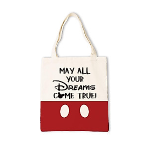 NRUDMMY Canvas Tote Bag for Women, Disney Theme Tote Bag, May All Your Dreams Come True! Disney Canvas Tote Bag, Reusable Canvas Tote Bag, Cute Tote Bags for Women, Double-Sided Printed Tote Bag