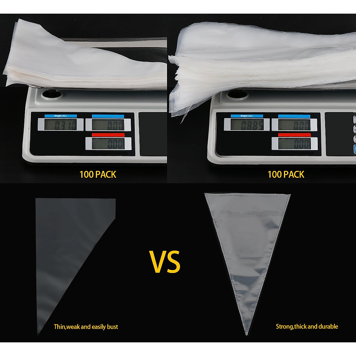 100 Pack Pastry Bags Thickened 18 inch Disposable Decorating Icing Piping Bags with 4 Icing Bag Ties, for Cookie/Cake Decorating Supplies