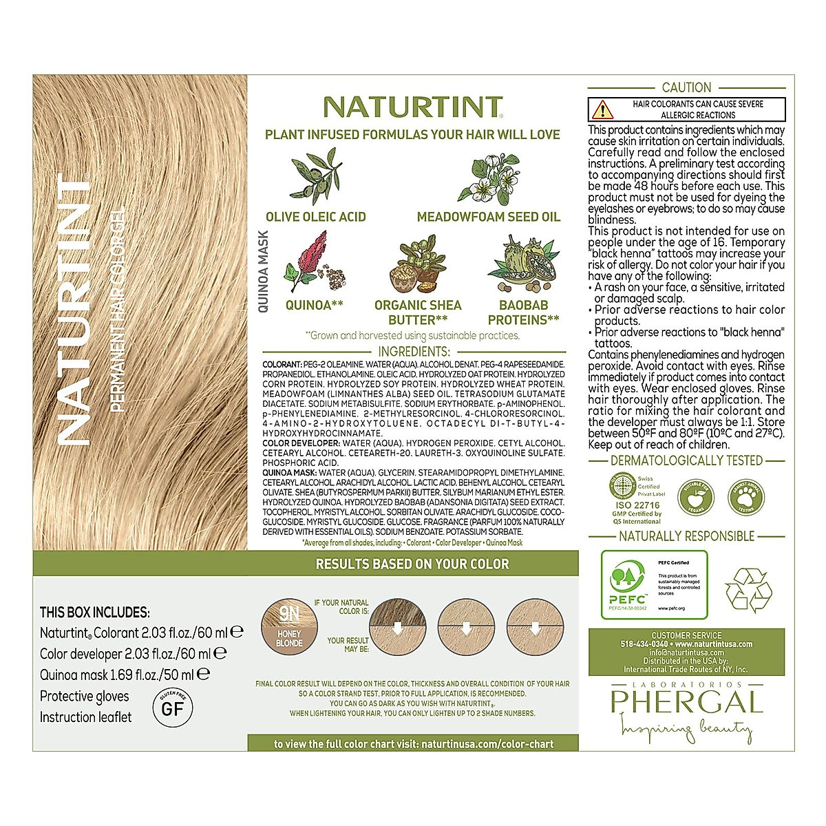 Naturtint 9N Honey Blonde Permanent Hair Color (Pack of 1), Ammonia Free, Vegan, Cruelty Free, up to 100% Gray Coverage, Long Lasting Results (Packaging may vary)