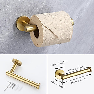 Lairuier Bathroom Hardware Set, 4-piece Towel Bar Set Include Toilet Paper Holder,Towel Ring and 2 towel hooks Stainless Steel Wall Mounted Bathroom Hardware Accessories Set (Brushed Gold)