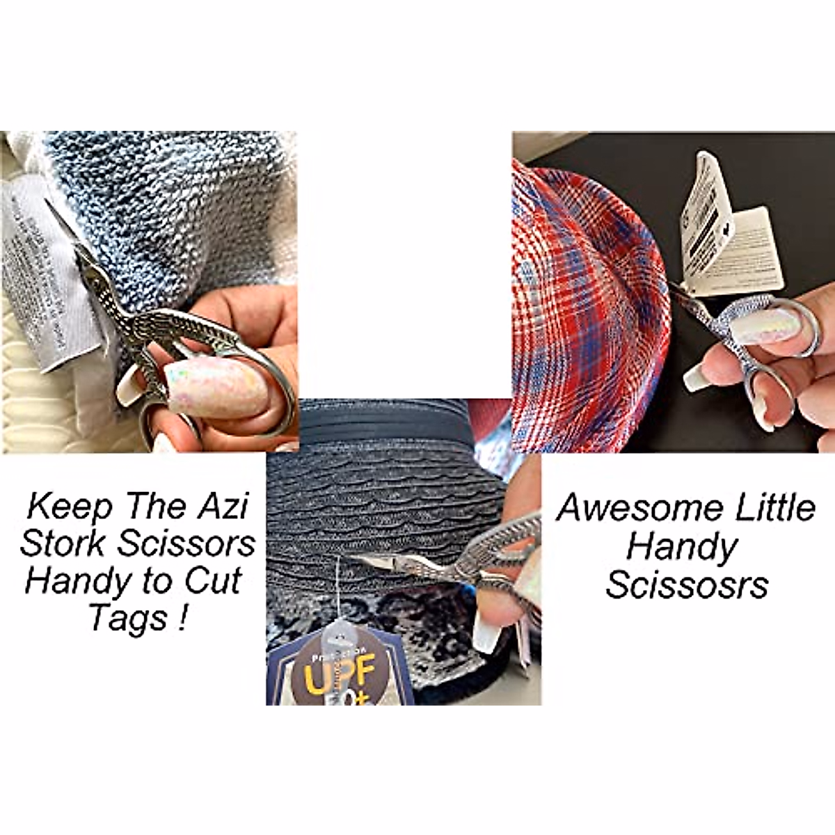 10 Stainless Steel Professional Embroidery Scissors Sharp Stork Scissors for Sewing Crafting Needlework DIY Multipurpose Dressmaker Eyebrow Trim Small 3.6” Shears Crane Scissors