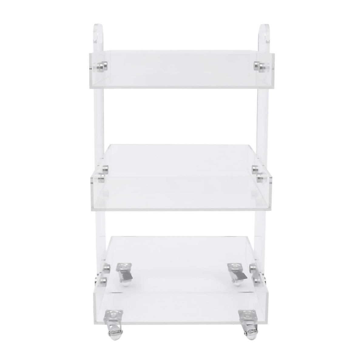 Guaopom 3-Tier Acrylic Utility Rolling Cart On Wheels, Multifunction Storage Cart, Mobile Storage Organizer Shelving, Acrylic Utility Storage Cart for Kitchen Bathroom Laundry Room Narrow Places White