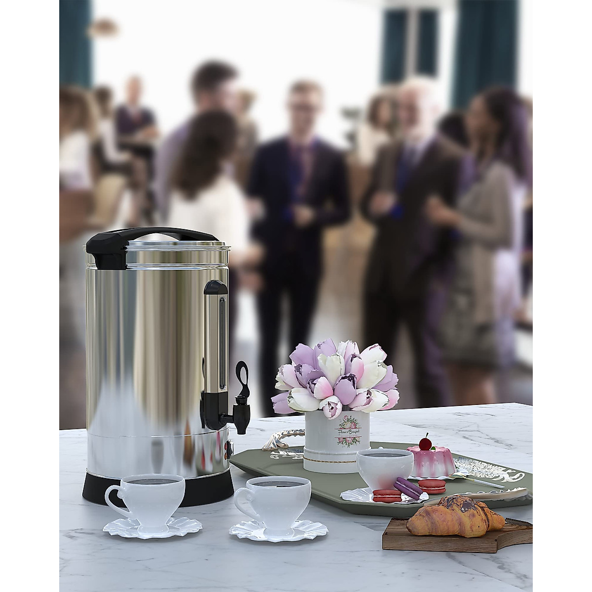 Takywep 120 Cup Stainless Steel Coffee Urn, Large Capacity Commercial Coffee Maker Perfect for Church, Meeting rooms, Lounges, and Other Large Gatherings-18L