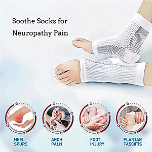 VQRZG Neuropathy Socks for Women and Men, 4Pairs Soothe Relief Compression Socks, Ankle Brace for Plantar Fasciitis Sleeve Soothe(L/XL)