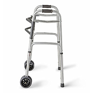Medline Heavy Duty Bariatric Folding Walker with 5" Wheels with Durable Plastic Handles