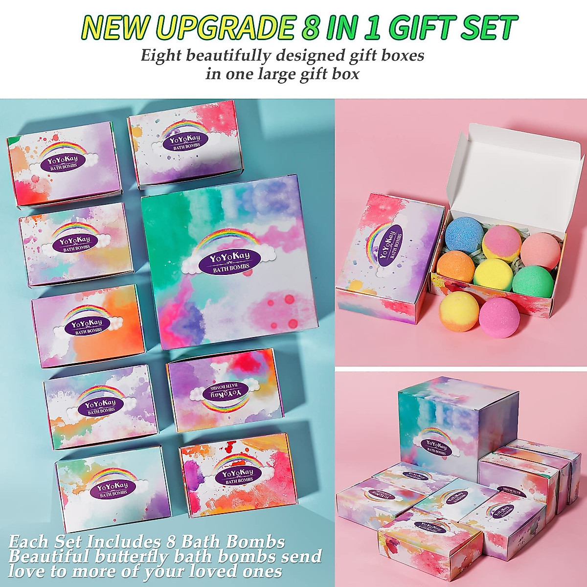 Bath Bombs Gift Set - 48 Organic Bath Bombs with All Natural Essential Oils, Shea Butter to Moisturize Skin & Stress Relief, Christmas Gifts for Women Mom, Stocking Stuffers for Adults Kids Girls