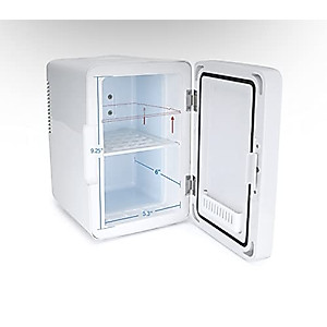 Personal Chiller LED Lighted Mini Fridge with Mirror Door Refrigerator, White
